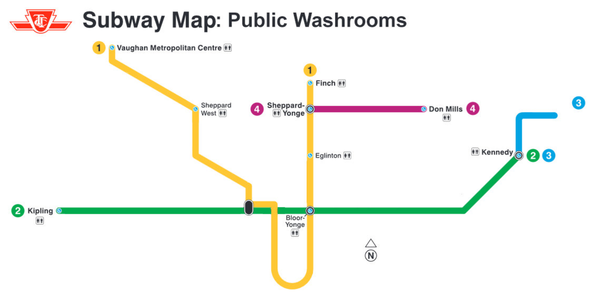 This TTC Map Shows The Only Stations That Have A Public Bathroom And It ...