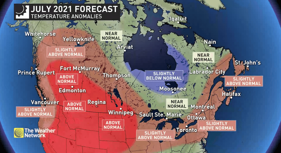 July Forecast Shows That Parts Of Canada Are In For More Scorching Heat ...